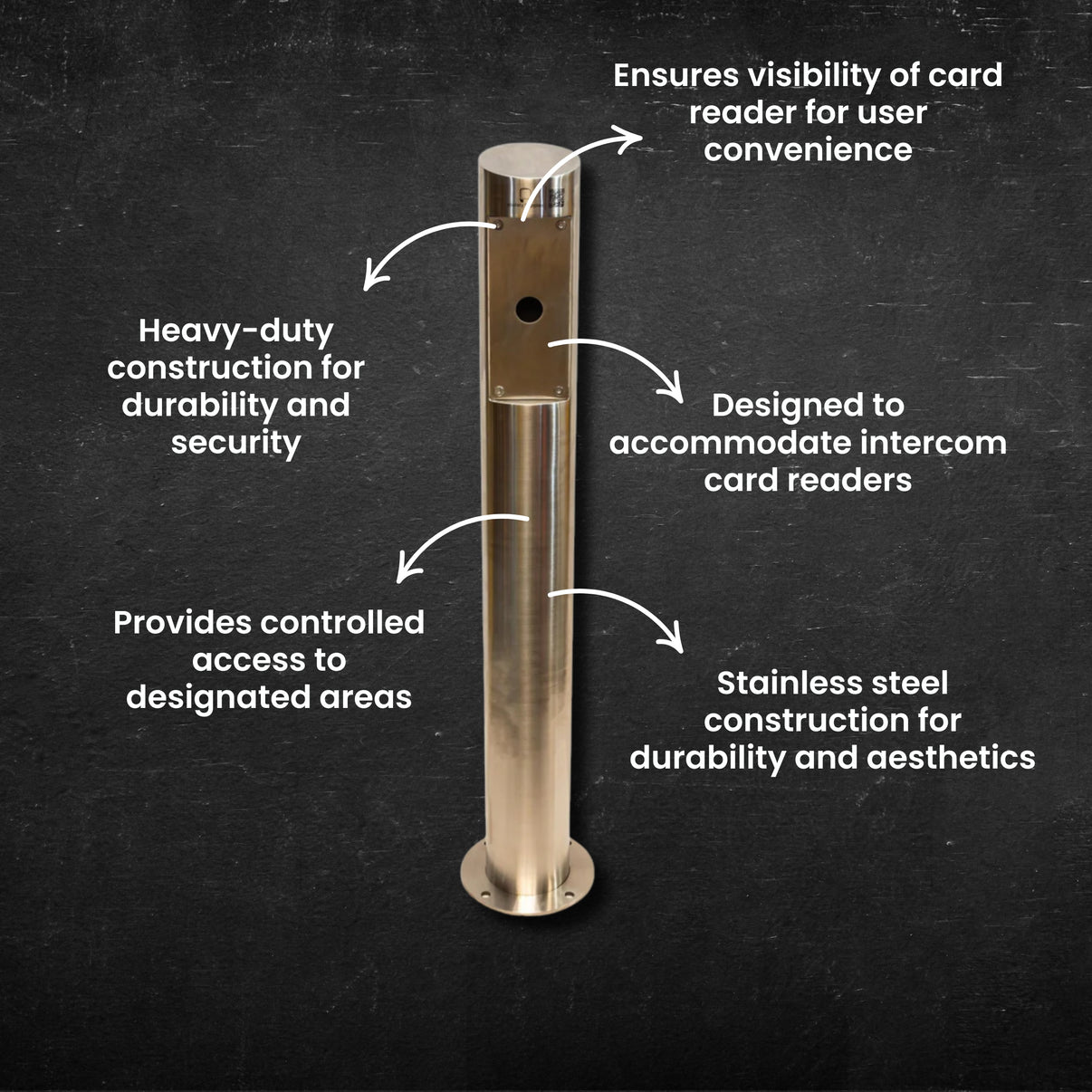 Intercom Card Reader Bollard SS - 1400mm - eSafety Supplies