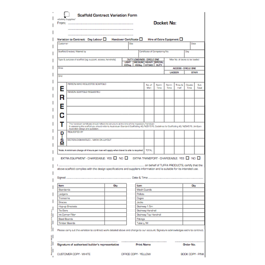 Scaffold Contract Permit Books – eSafety Supplies