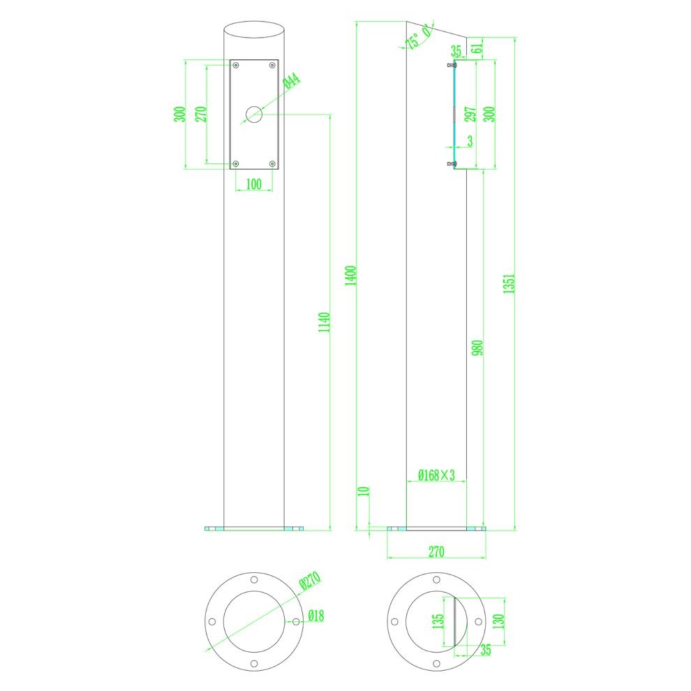 Intercom Card Reader Bollard SS - 1400mm - eSafety Supplies