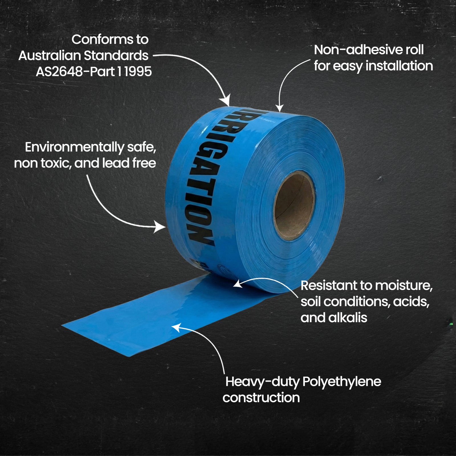 Detectable Mains Marker Tape - Irrigation | 100mm x 250m – eSafety Supplies