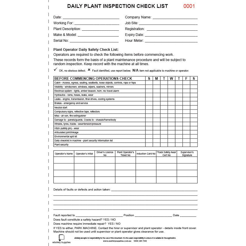 Daily Plant Checklist Books
